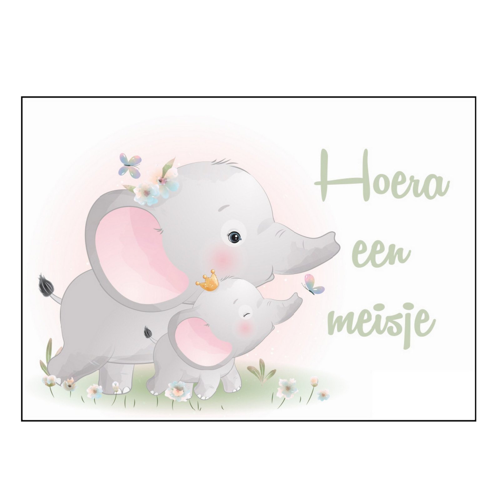 Kaart Hoera een meisje Olifant